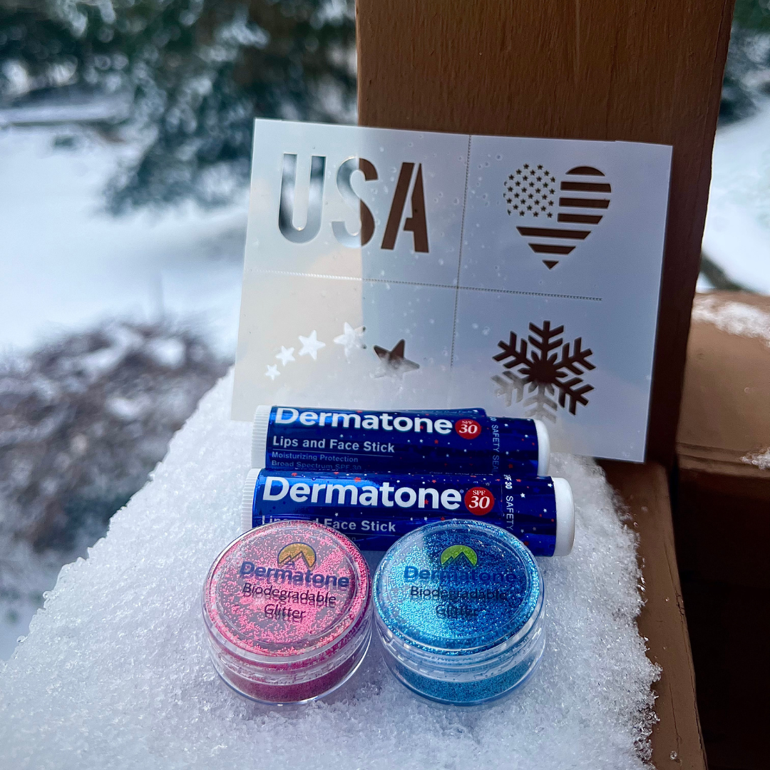 Lips & Face Glitter Kit - USA / Snow - Dermatone
